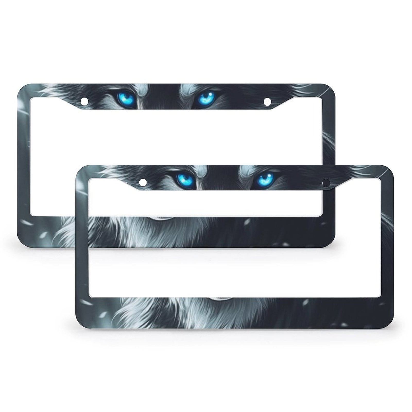 2 Pack Wolf with Blue Eyes License Plate Cover Animal Nature ...