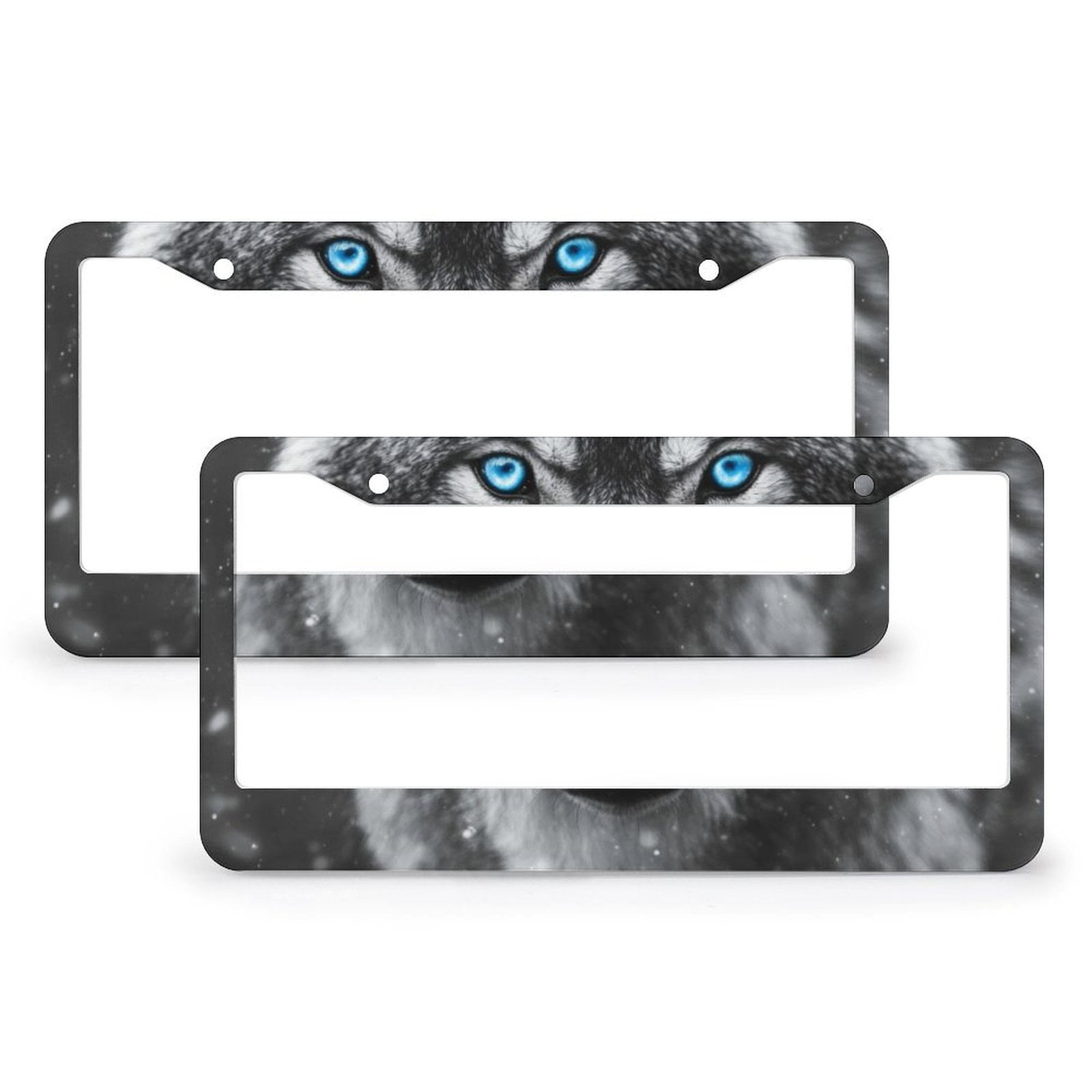 2 Pack Wolf with Blue Eyes License Plate Frame Animal Series Car ...