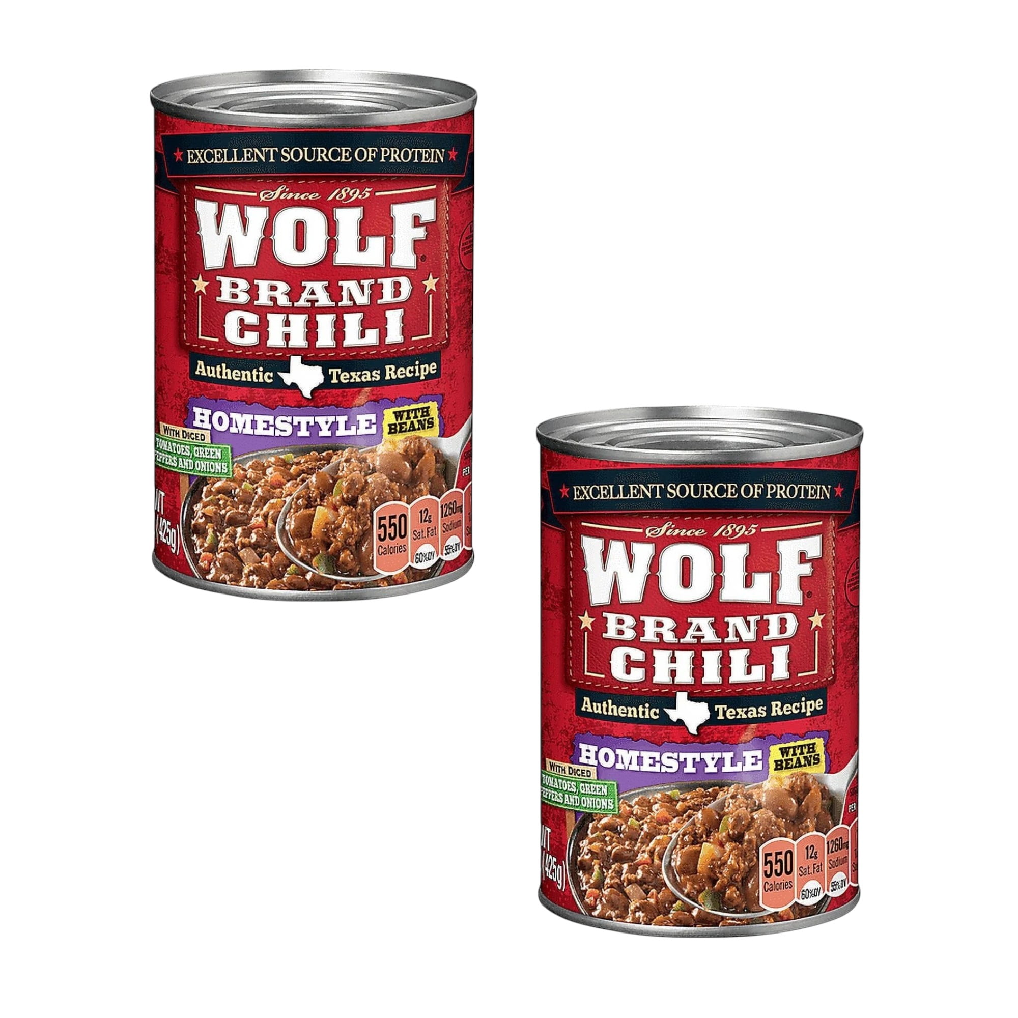 ( 2 Pack ) Wolf Brand Chili, With Beans, Homestyle 15 Oz - Walmart.com