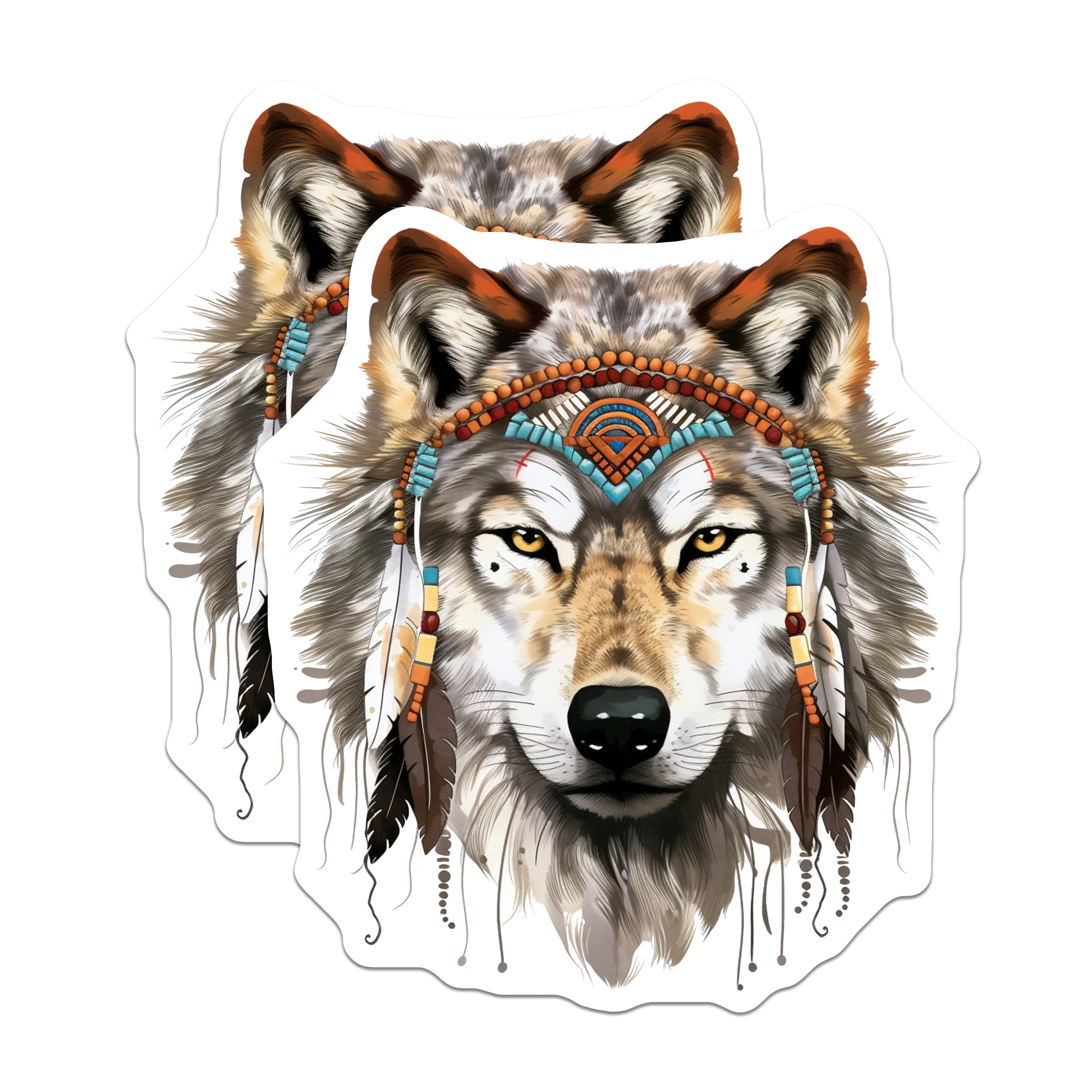 (2 Pack) Wolf Head Magnets - Tribal Wolf Decor - Spirit Animal Art ...