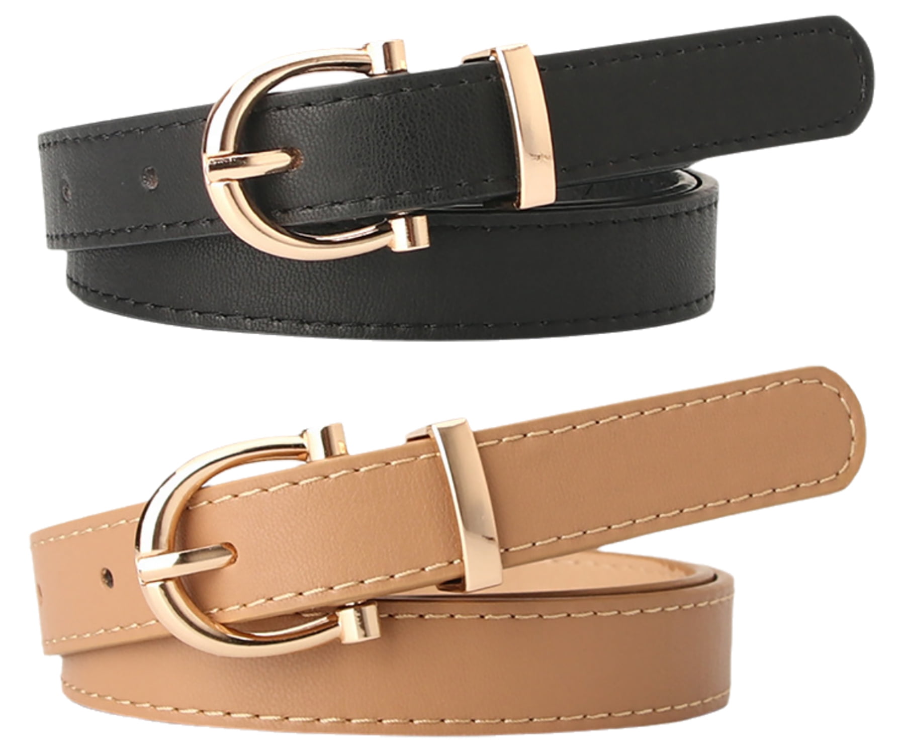 2 Pack Women Belts For Jeans Dresses Pants Ladies Leather Waist Belt ...