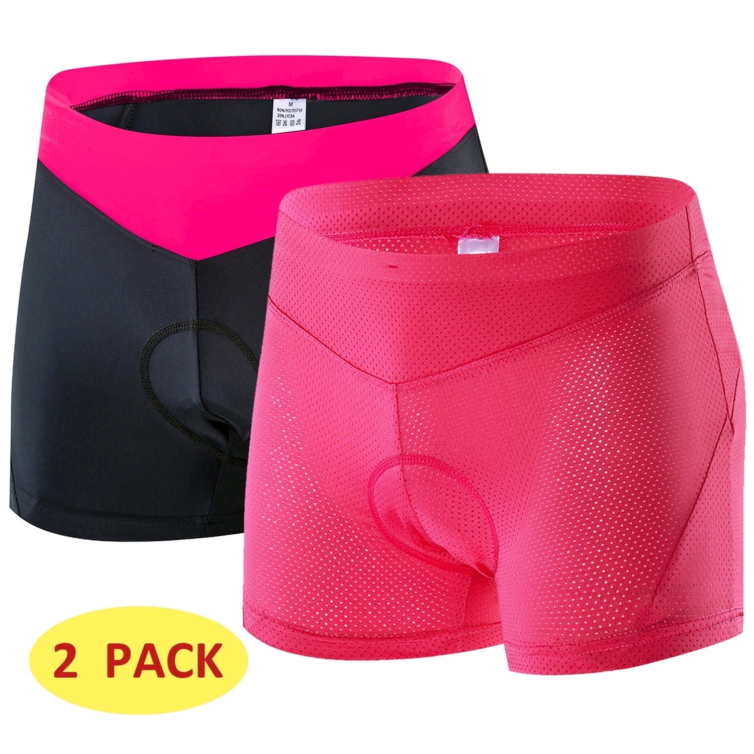 2 Pack Women Bicycle Underwear Padded Bike Shorts Road Cycling Pants Cycle Wear Black Pink L ...