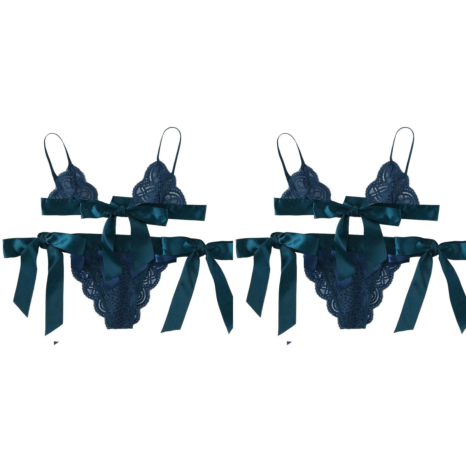 (2-Pack) 2025 Side Set Tie Scalloped for Women Bras Trim Women Bow Lace ...