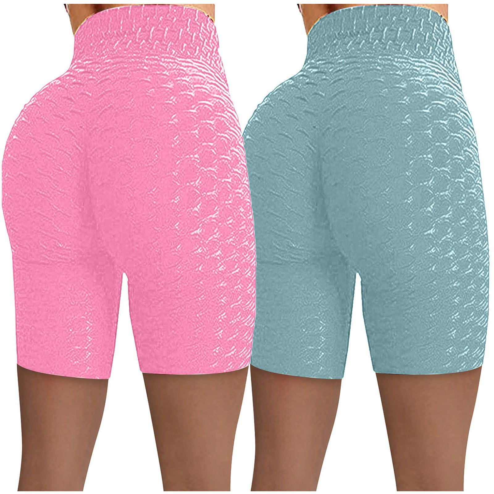 2 Pack Women Bubble Yoga Shorts High Waisted Scrunch Butt Lifting ...