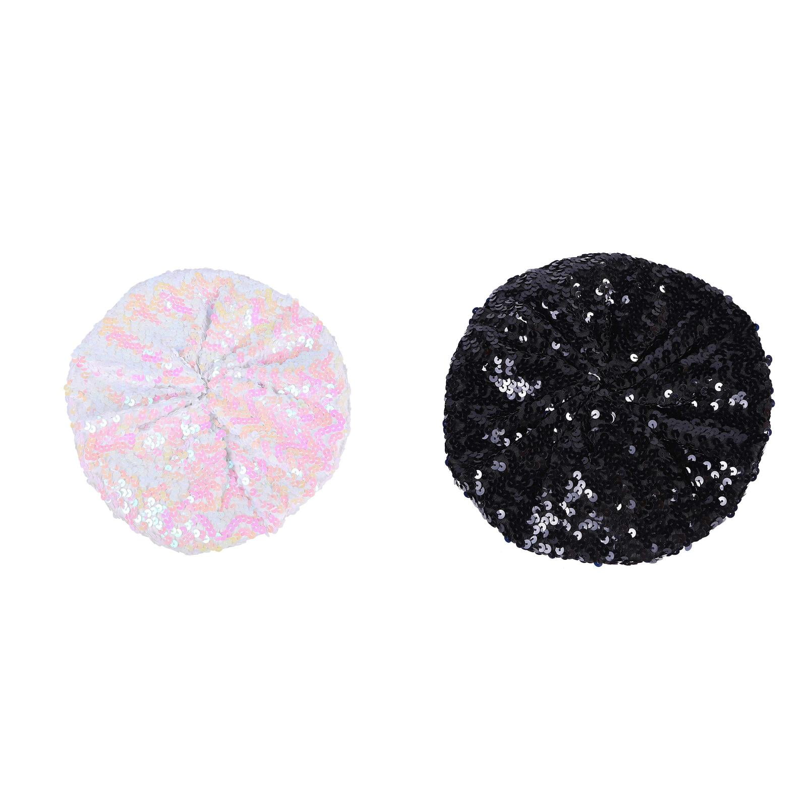 2-Pack,Women Fashion Sparkling Sequins Beret Colorful Cap Nightclub Dress Hat French Chef Hat ...