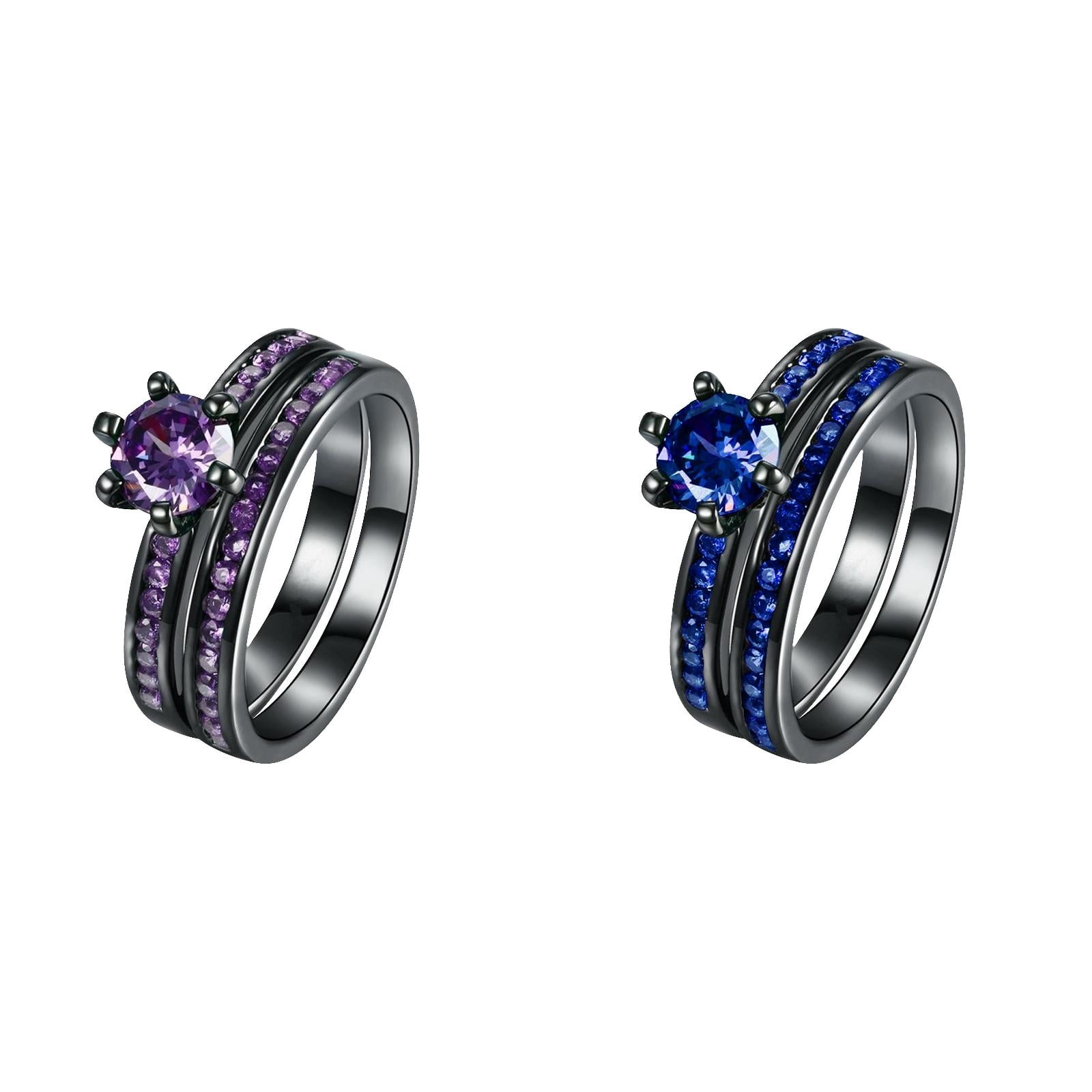 (2-Pack) Women Finger Rings Gift Cool Mens Rings Alloy Ring Wedding ...