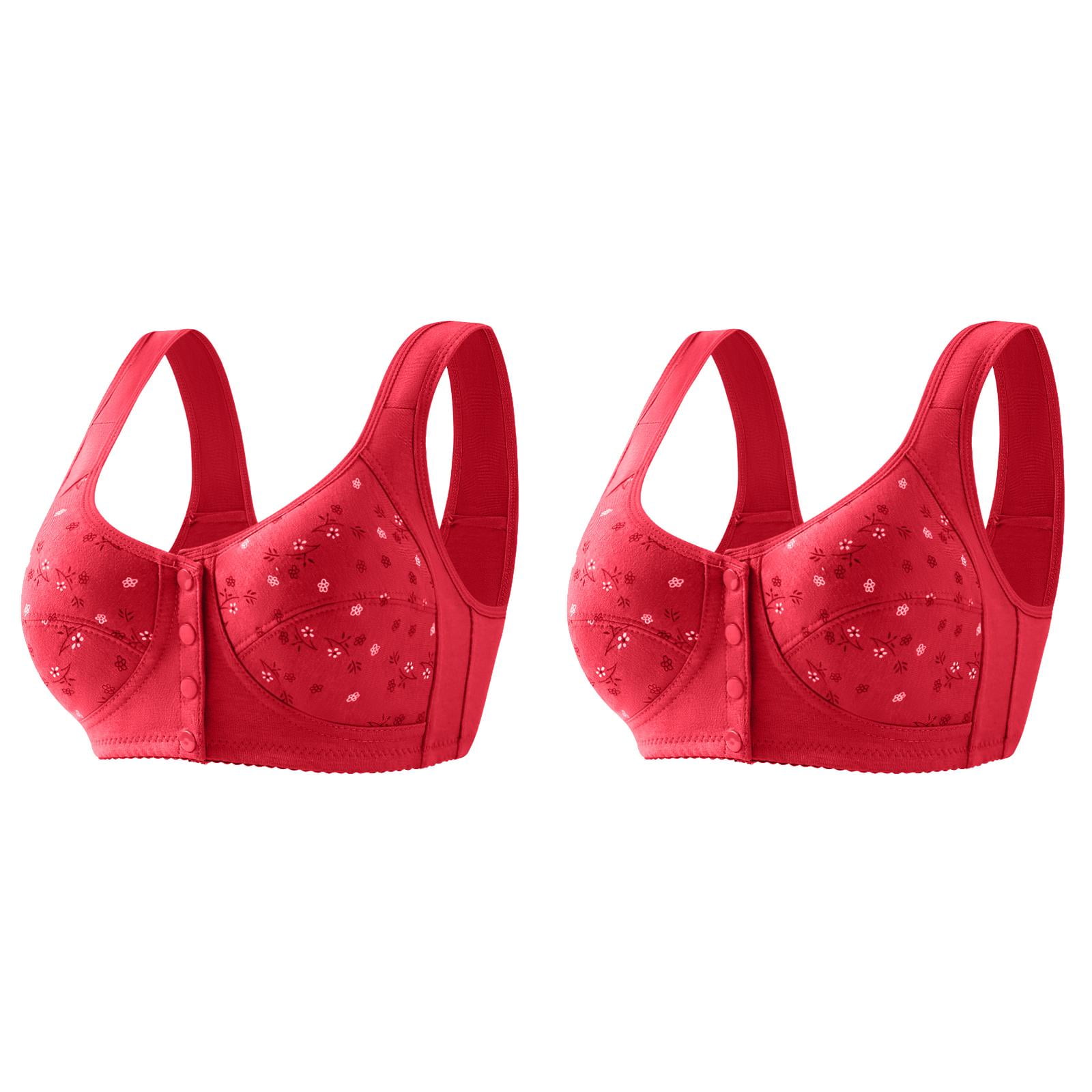 2 Pack,Women Full Cup Print Thin Underwear Plus Size Front Button ...