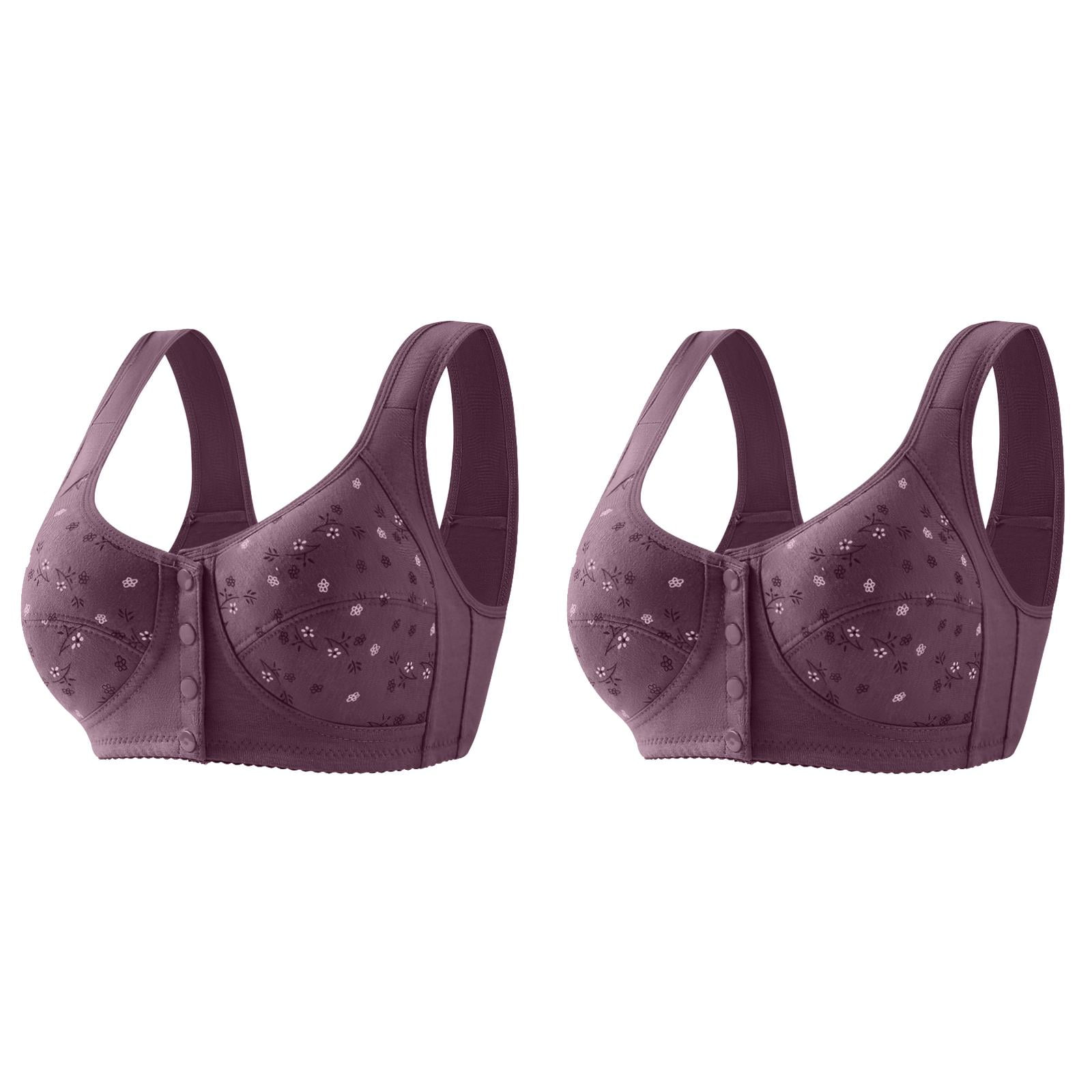 2 Pack,Women Full Cup Print Thin Underwear Plus Size Front Button ...