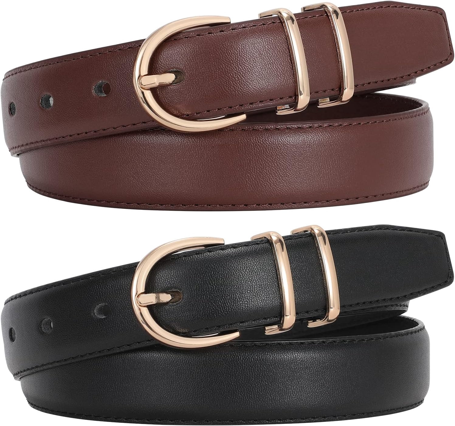2 Pack Women Leather Belt for Jeans Ladies Belts for Dresses Pants Plus ...