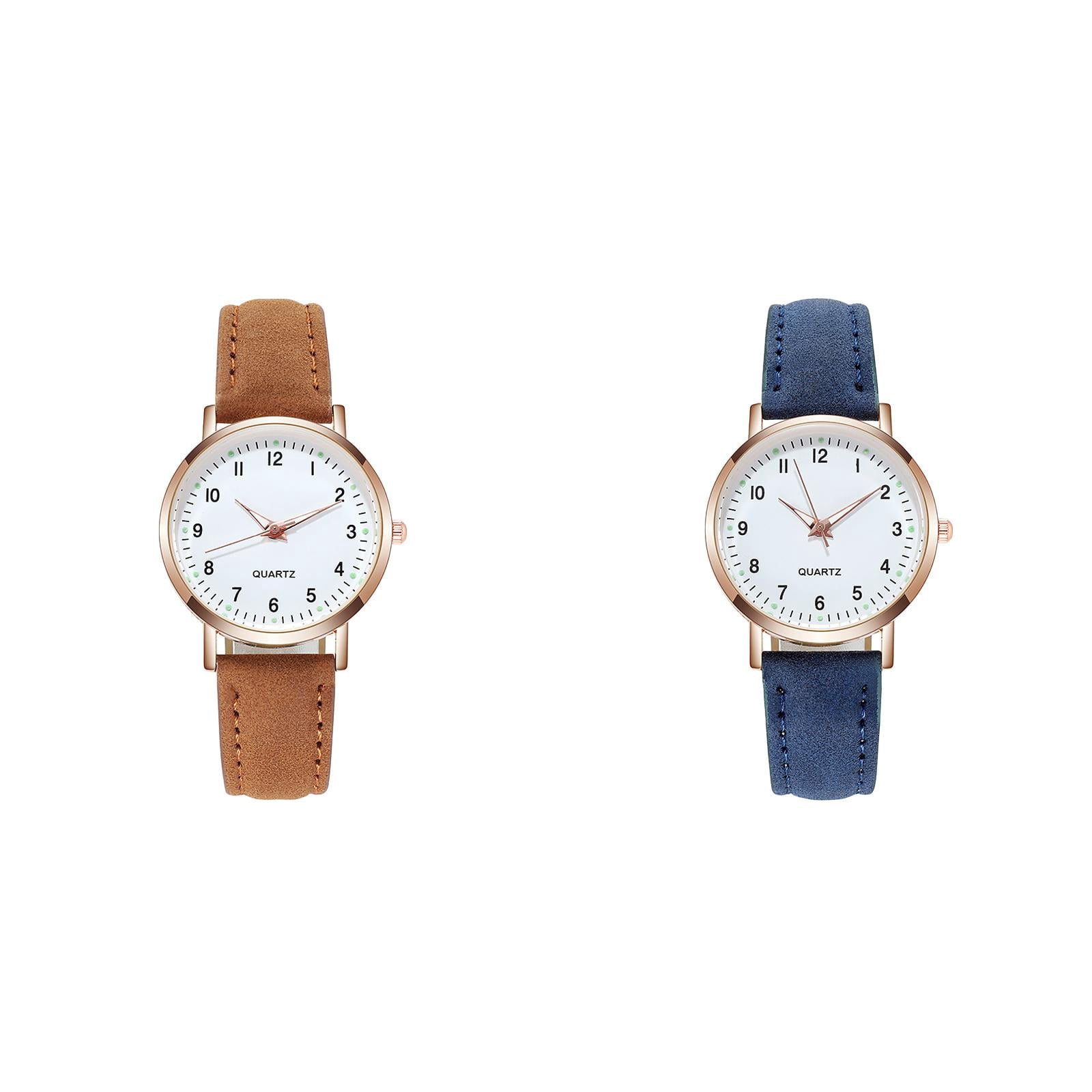 2-Pack,Women Luminous Watch Belt Scale Dotted Little Watch Watch ...