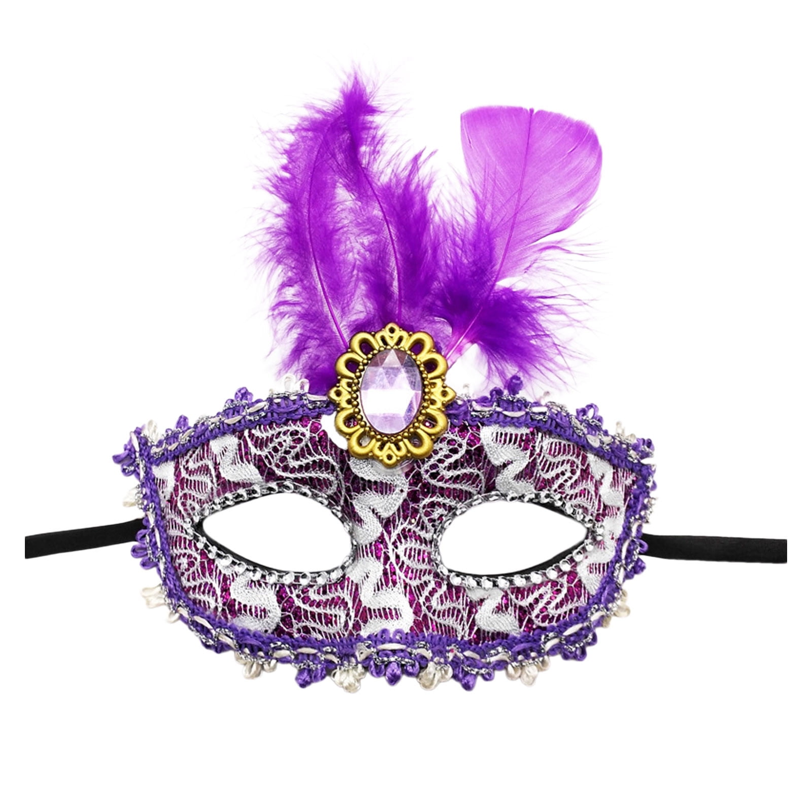 2 Pack Women Makeup Dance Face Rave Mask Guard Painted With Gold ...