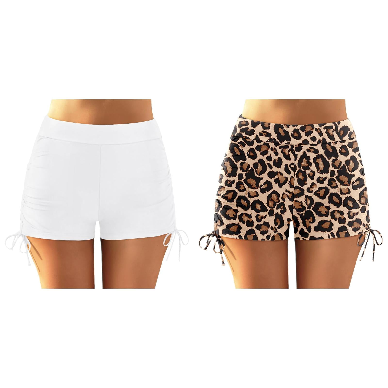 2-Pack,Women Plus Size High Waist Bikini Bottoms Swim Briefs Beach ...