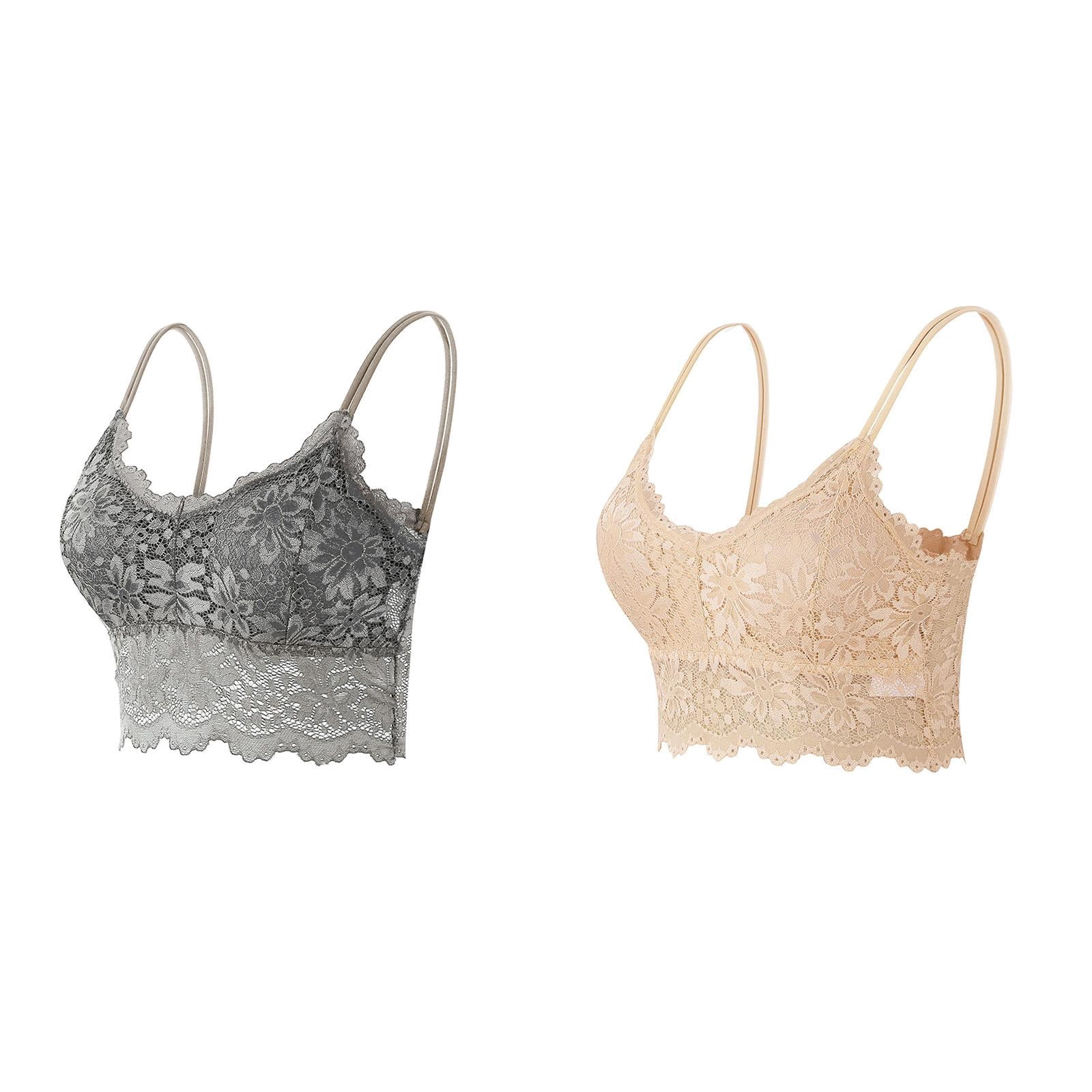 2-Pack,Women Plus Size Vest Crop Wire Bra Lingerie V Neck Underwear ...