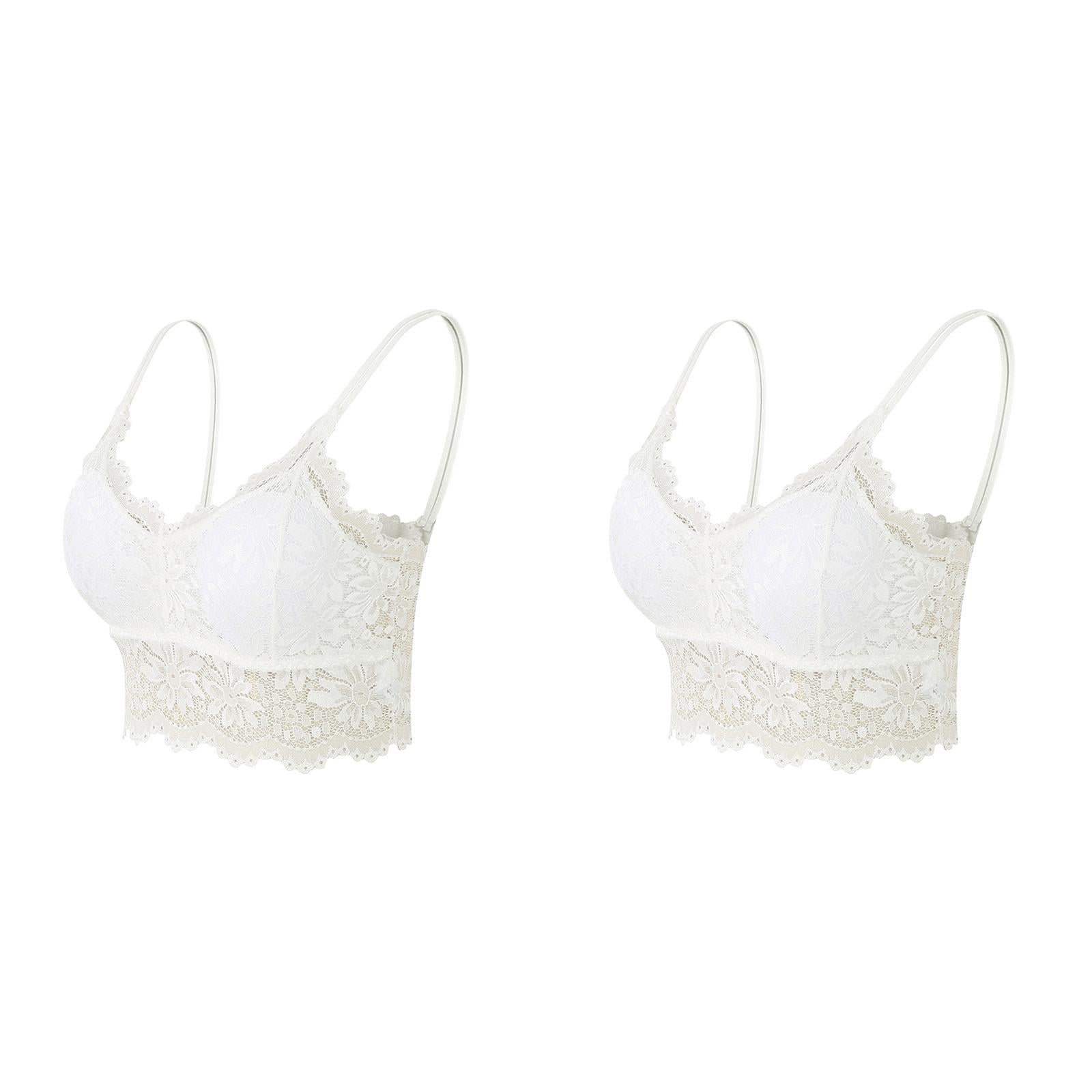 2 Pack,Women Plus Size Vest Crop Wire Bra Lingerie V Neck Underwear ...