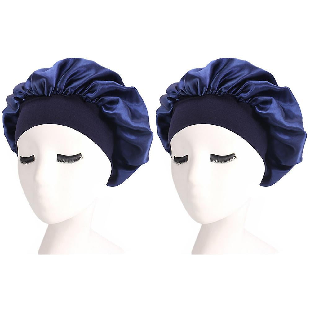 2 Pack Women Satin Solid Sleeping Hat Night Sleep Cap Hair Care Bonnet ...