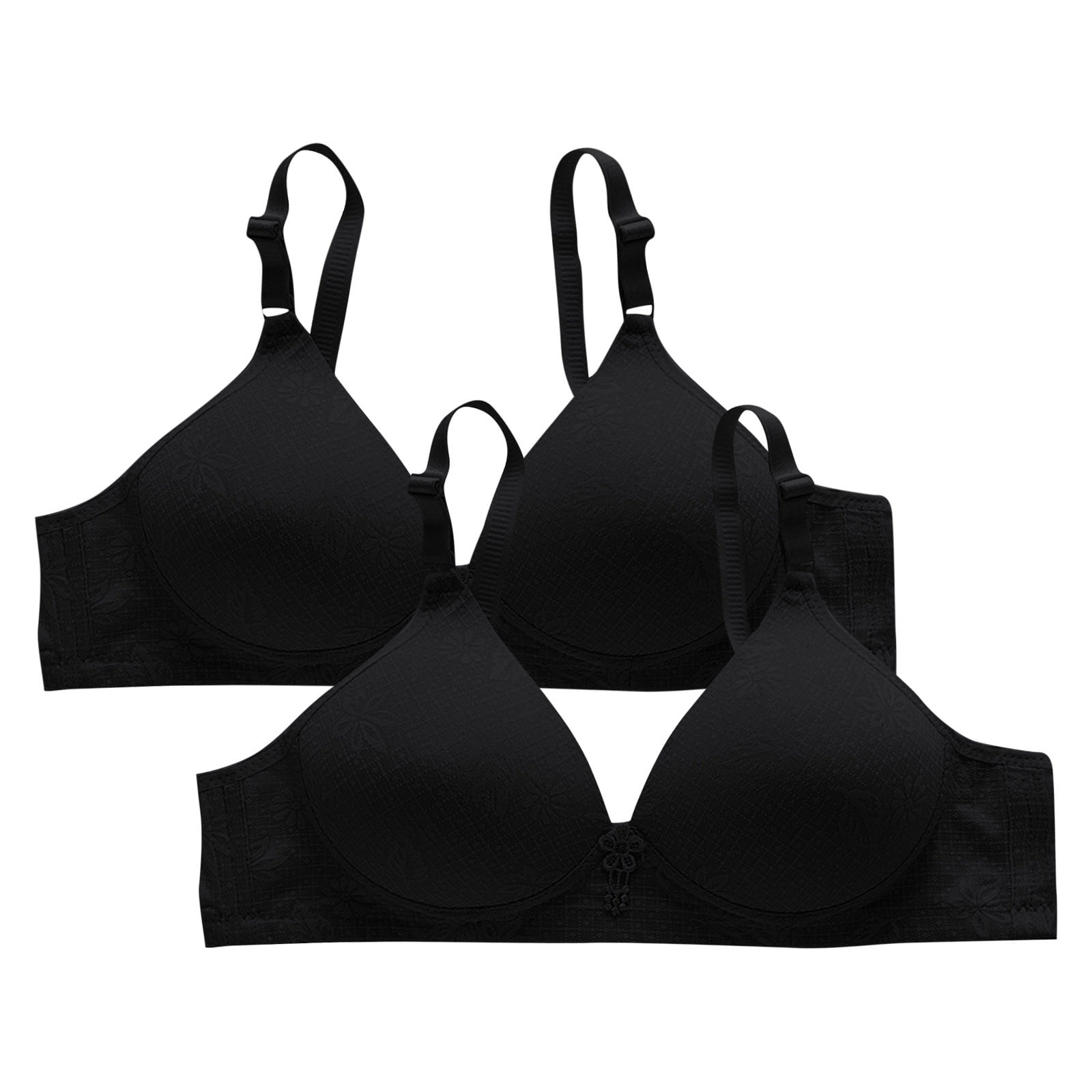 2 Pack Women Seamless T Shirt Bras No Underwire Comfort Push Up Bras ...
