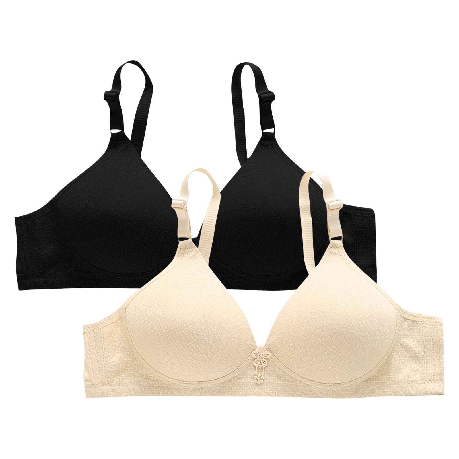 2 Pack Women Seamless T Shirt Bras No Underwire Comfort Push Up Bras ...