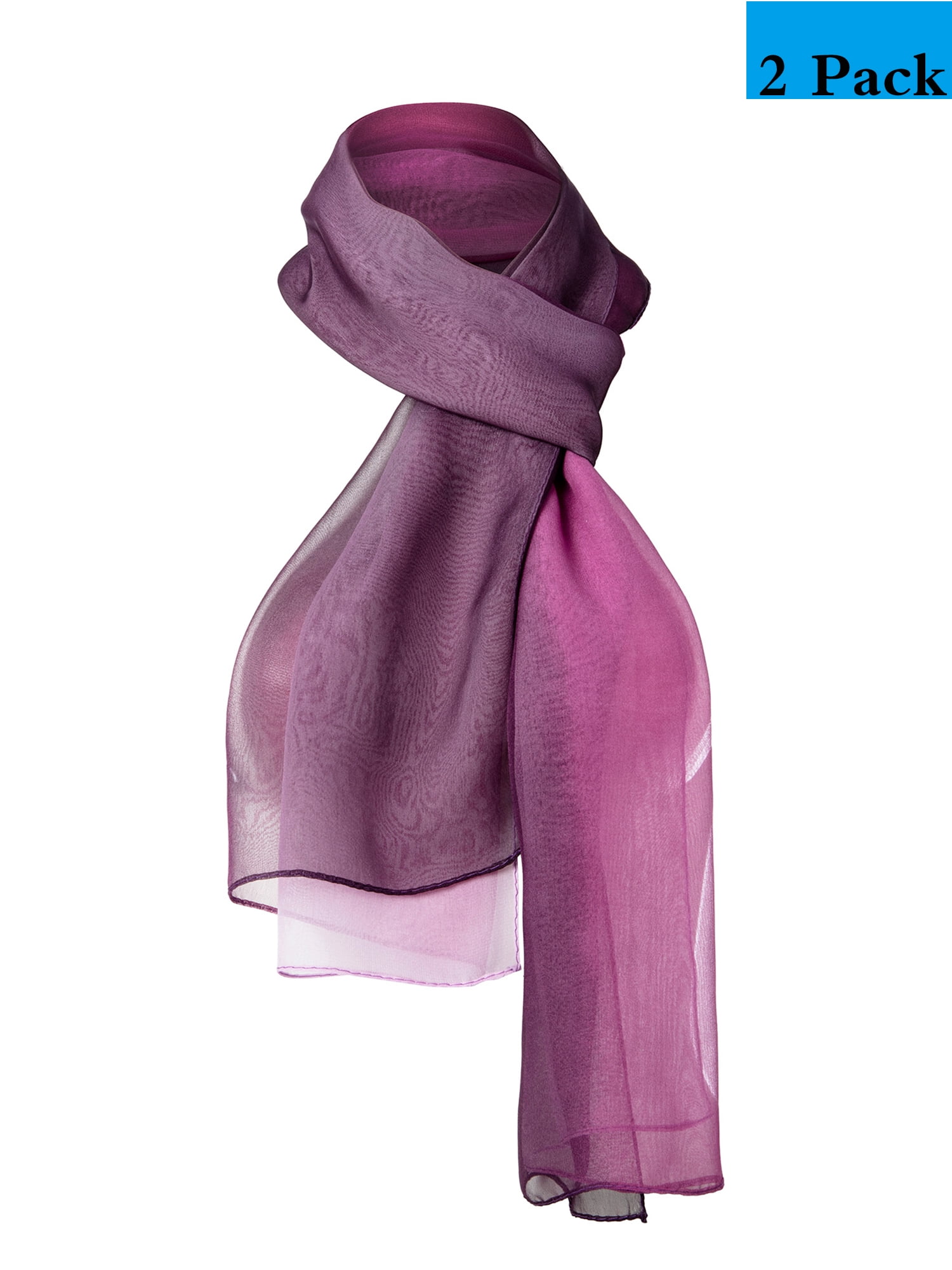 2 Pack Women Soft Lightweight Silk Feeling Sheer Scarf One Size ...