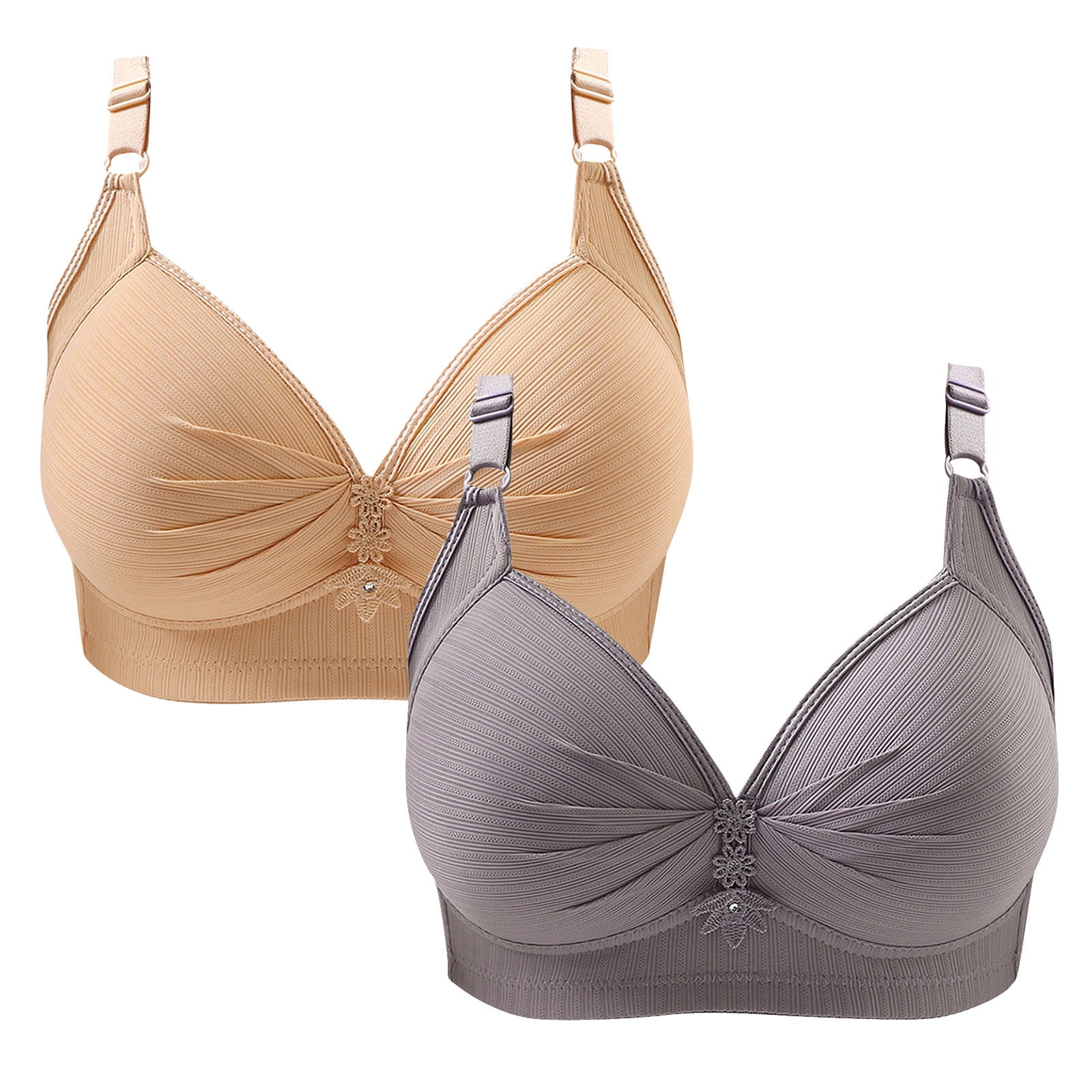 2 Pack Women Support Wireless T-Shirt Bra Plus Size Seamless ...
