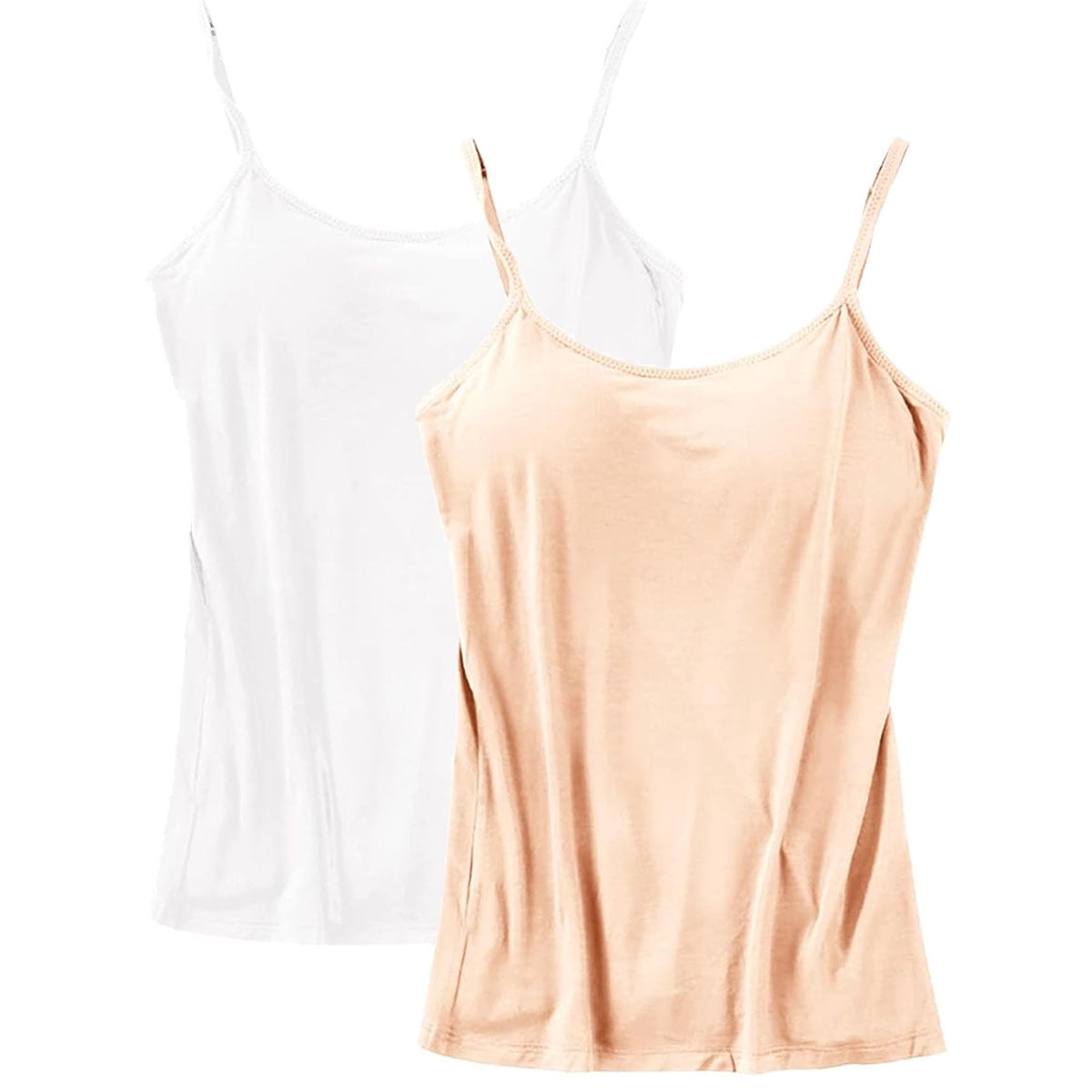 2 Pack Women Tank Top with Built in Bra Camisole - Padded Camisole Yoga ...