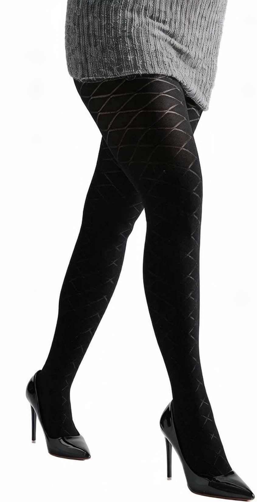 2-Pack Women's 80D Diamond Pattern Tights Sheer Shimmer Pantyhose with ...