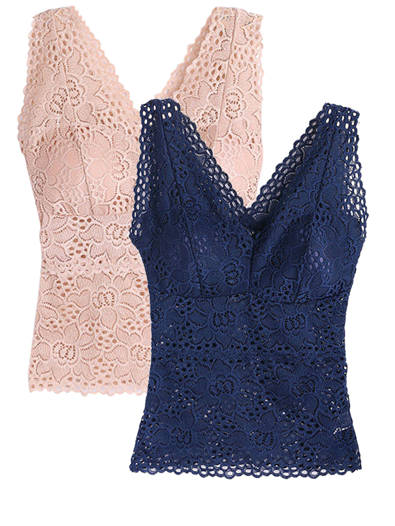 2 Pack Women's Bra Padded Tank Tops, Camisole Top Push Up Built In Bra ...