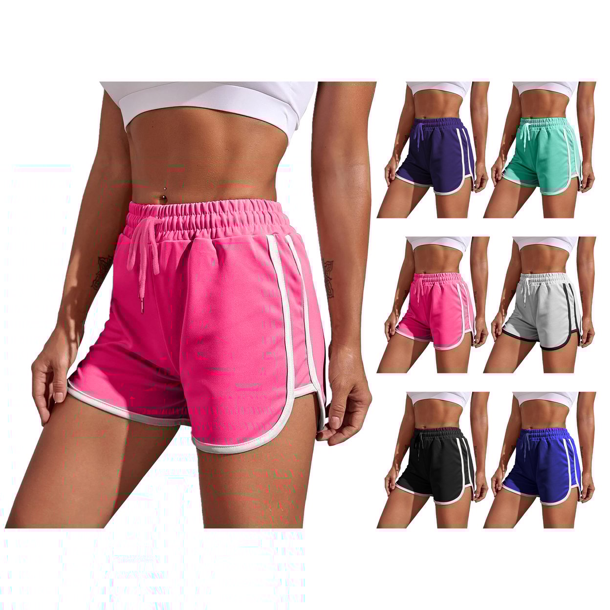 2 Pack Womens Dolphin Shorts Soft Comfy Elastic Waist Running Athletic