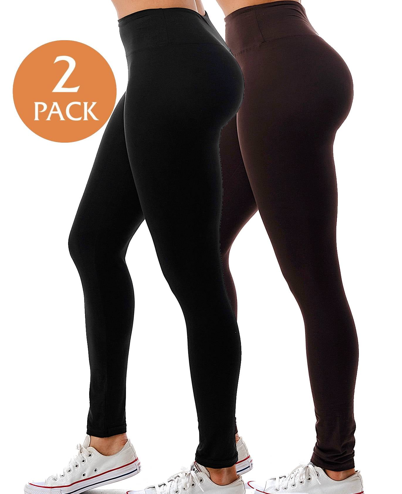 2 Pack Women's High Waisted Buttery Soft Leggings Stretch Tummy Control ...