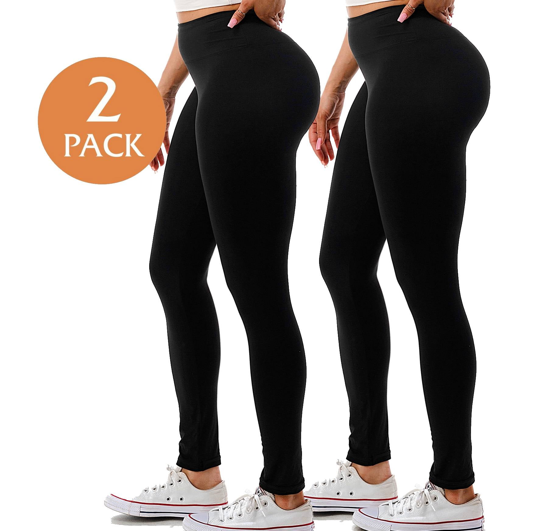2 Pack Women's High Waisted Leggings Stretch Tummy Control Pants S-3XL ...