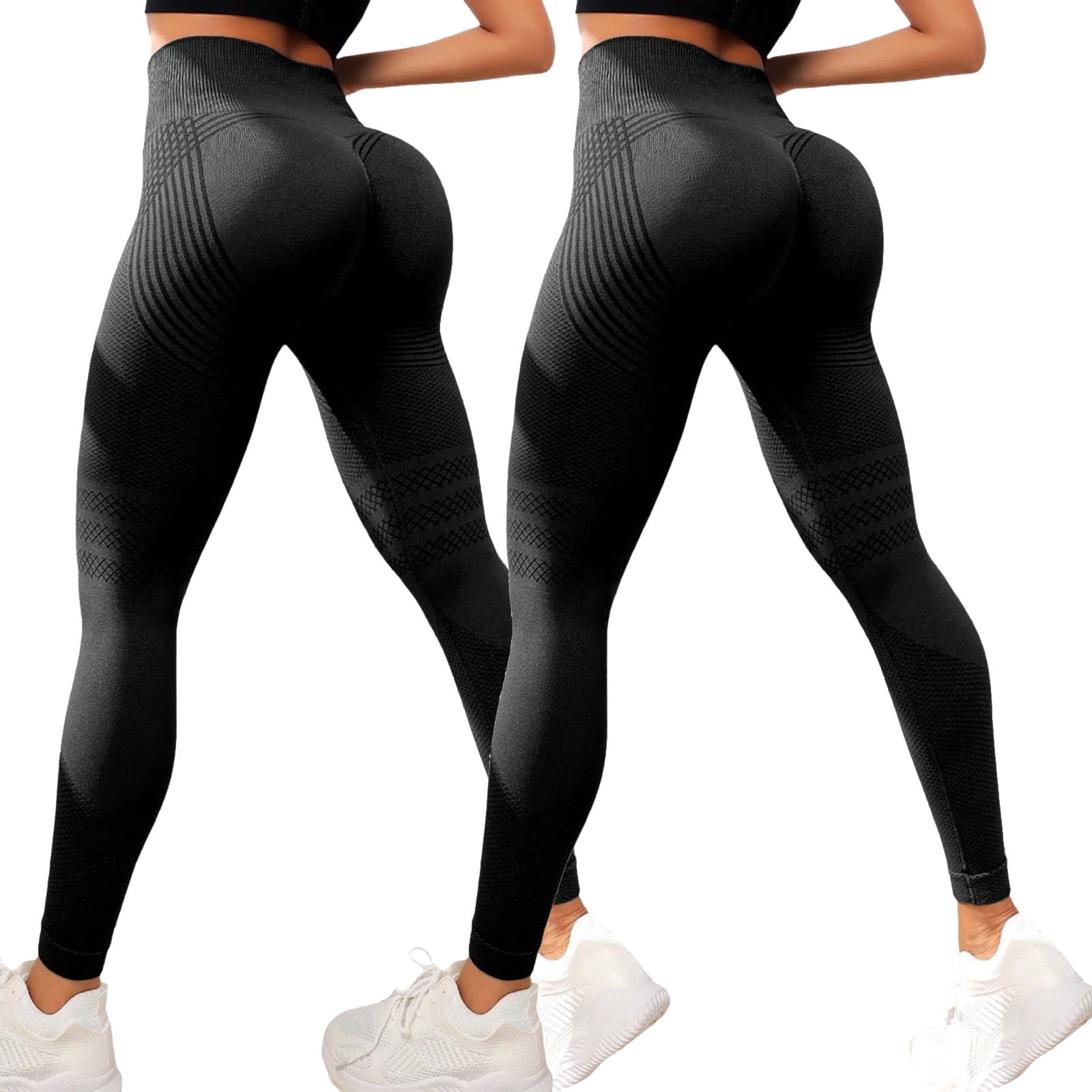 2-Pack Women's High Waisted Seamless Yoga Leggings - Butt Anti ...