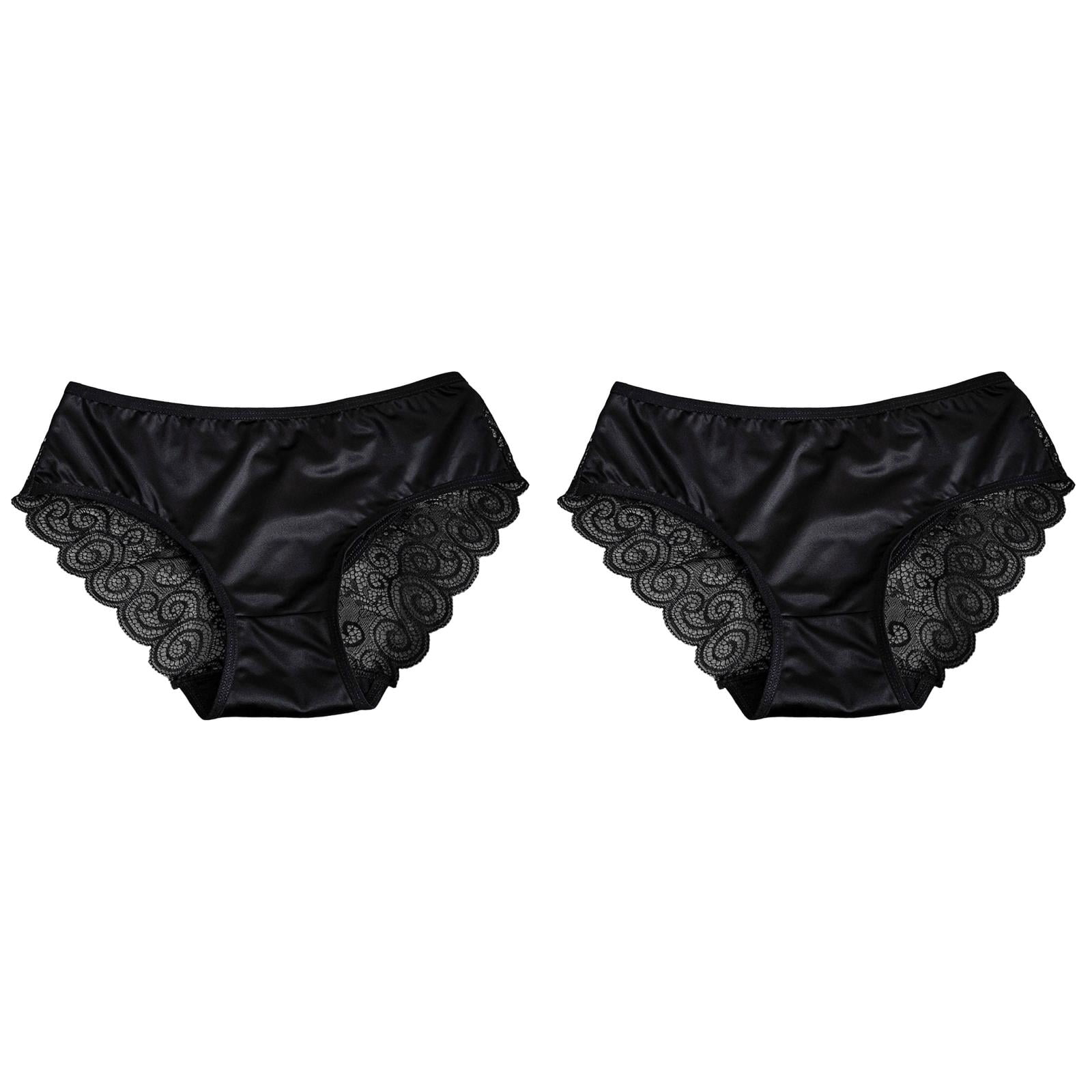 2 Pack,Women's Hollow Thin Strap Panties Comfortable Breathable Lace ...