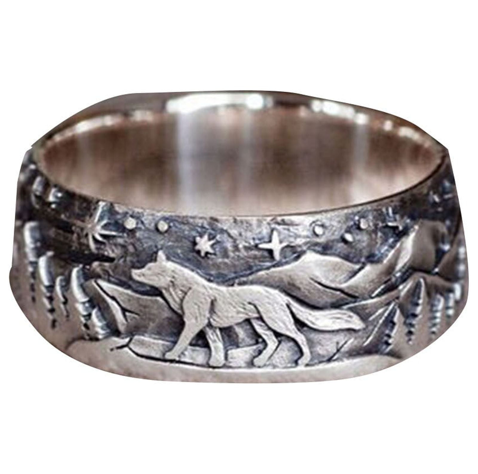 2 Pack Women's Loyal Wolf Couple Ring Retro Pair Ring Fashion Jewelry ...