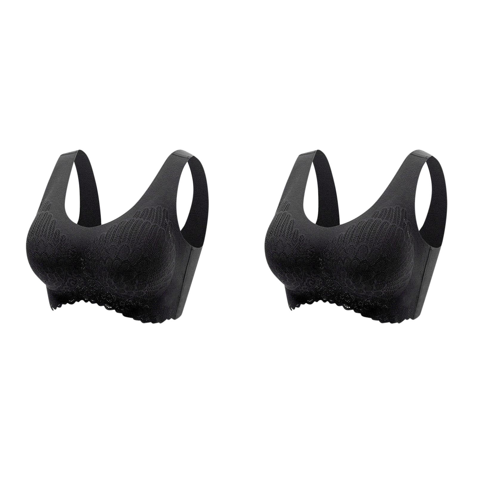 2 Pack Women's No Steel Ring Womens Sports Bra Underwear Gathering ...