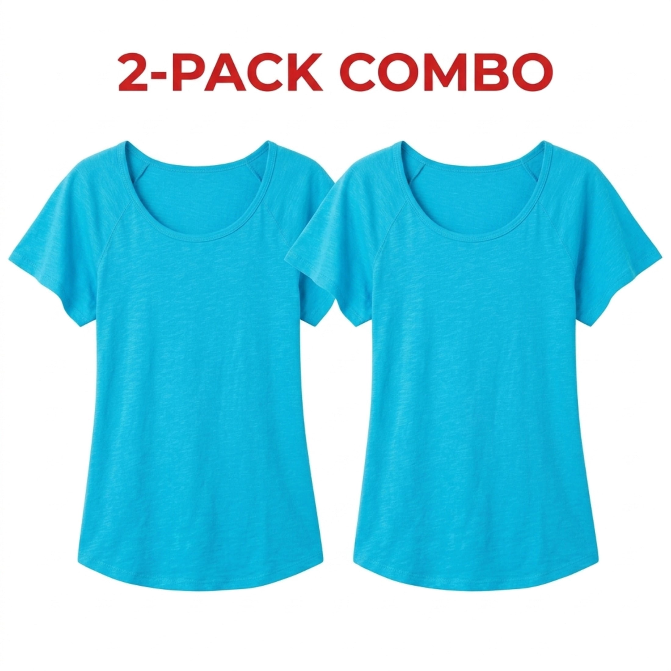 Angel Premium Women's 2-Pack Scoop Neck Flutter Sleeve Casual Blouse ...