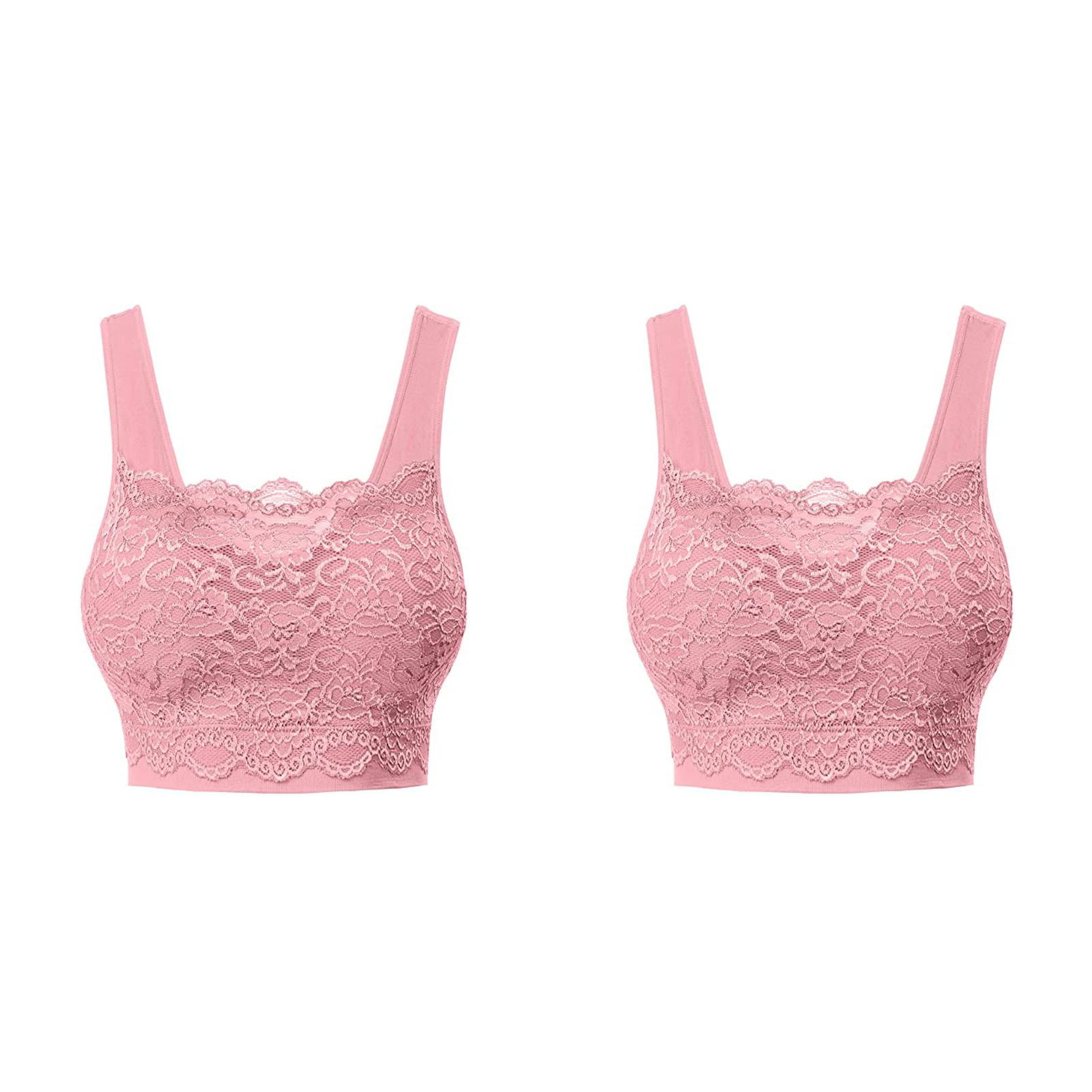 2 Pack,Women's Seamless Lace Bra Top With Front Lace Cover Sports Bra ...