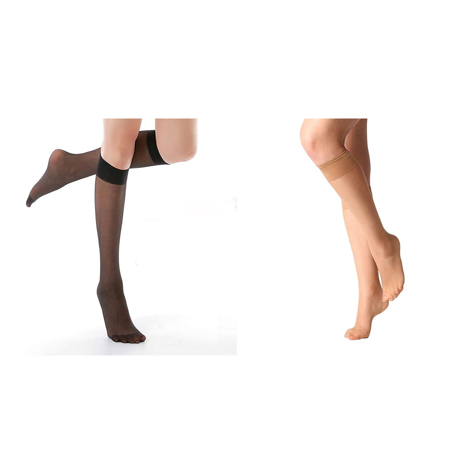 (2-Pack) Women's Sheer Knee Highs Sensory Socks Girls Pantyhose with ...