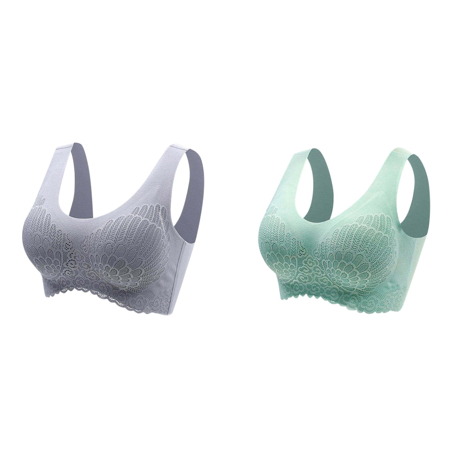 2-Pack,Women's No Steel Ring Underwear Gathering Sleep Bra Latex ...
