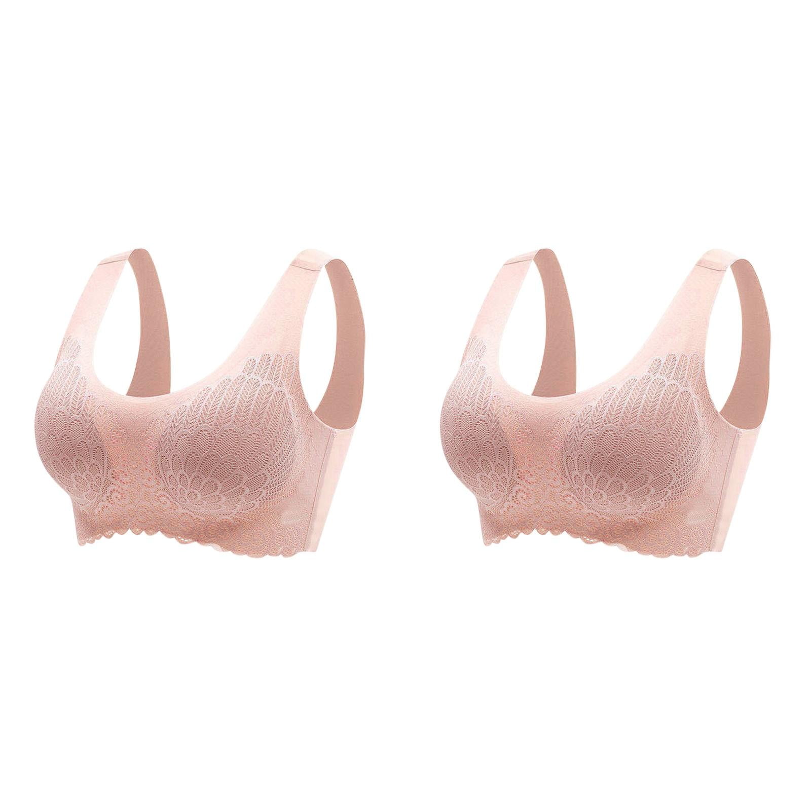 2 Pack,Women's No Steel Ring Underwear Gathering Sleep Bra Latex ...