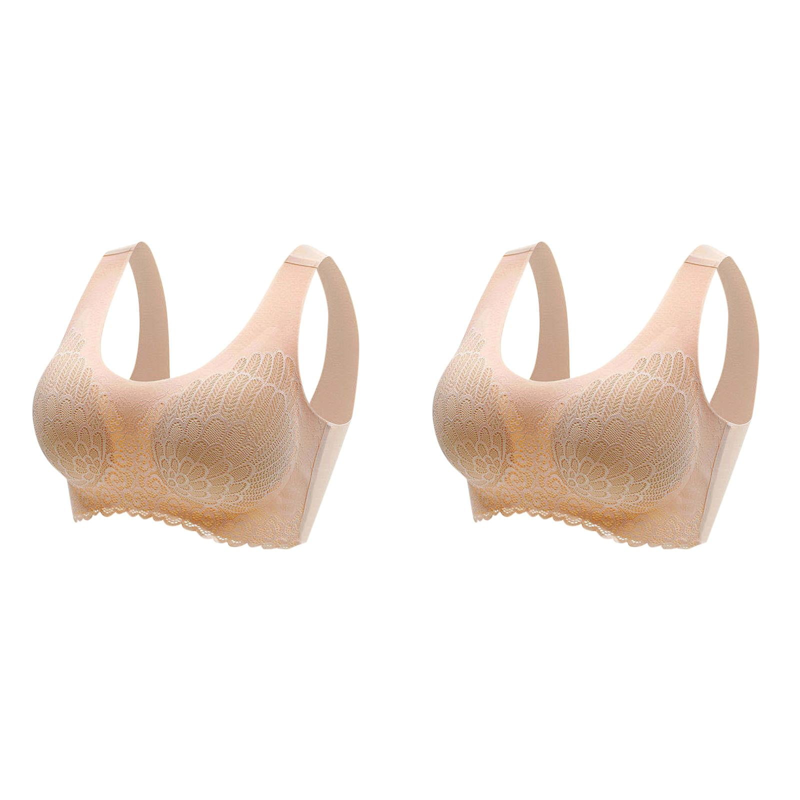 2 Pack,Women's No Steel Ring Underwear Gathering Sleep Bra Latex ...