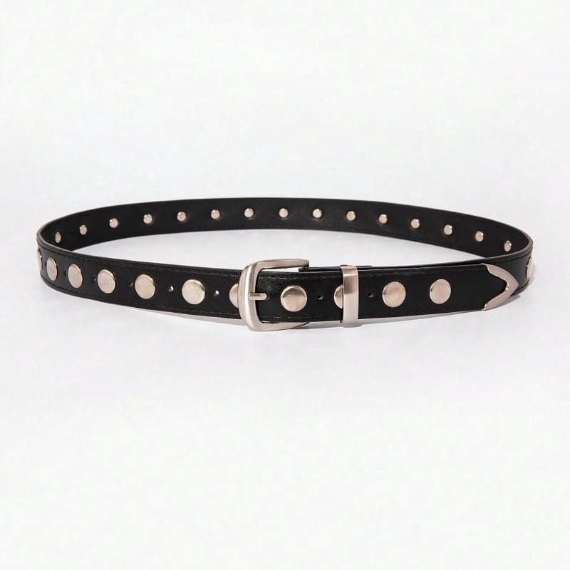 2 Pack Women's Studded Belt, Punk Style PU Leather Belt with Buckle and ...