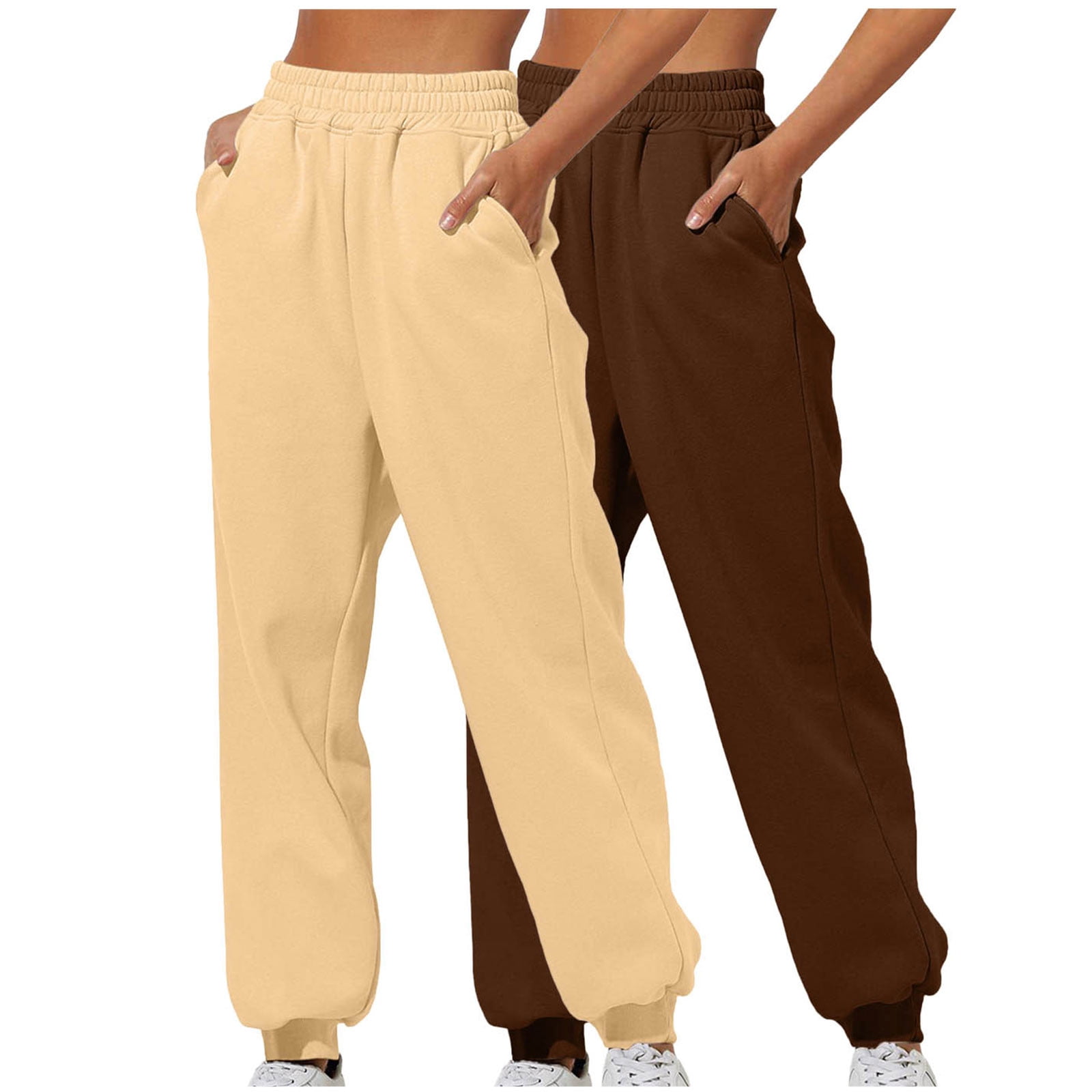 2 Pack Women's Sweatpants 2024 Trendy Drawstring Elastic Waisted Baggy ...