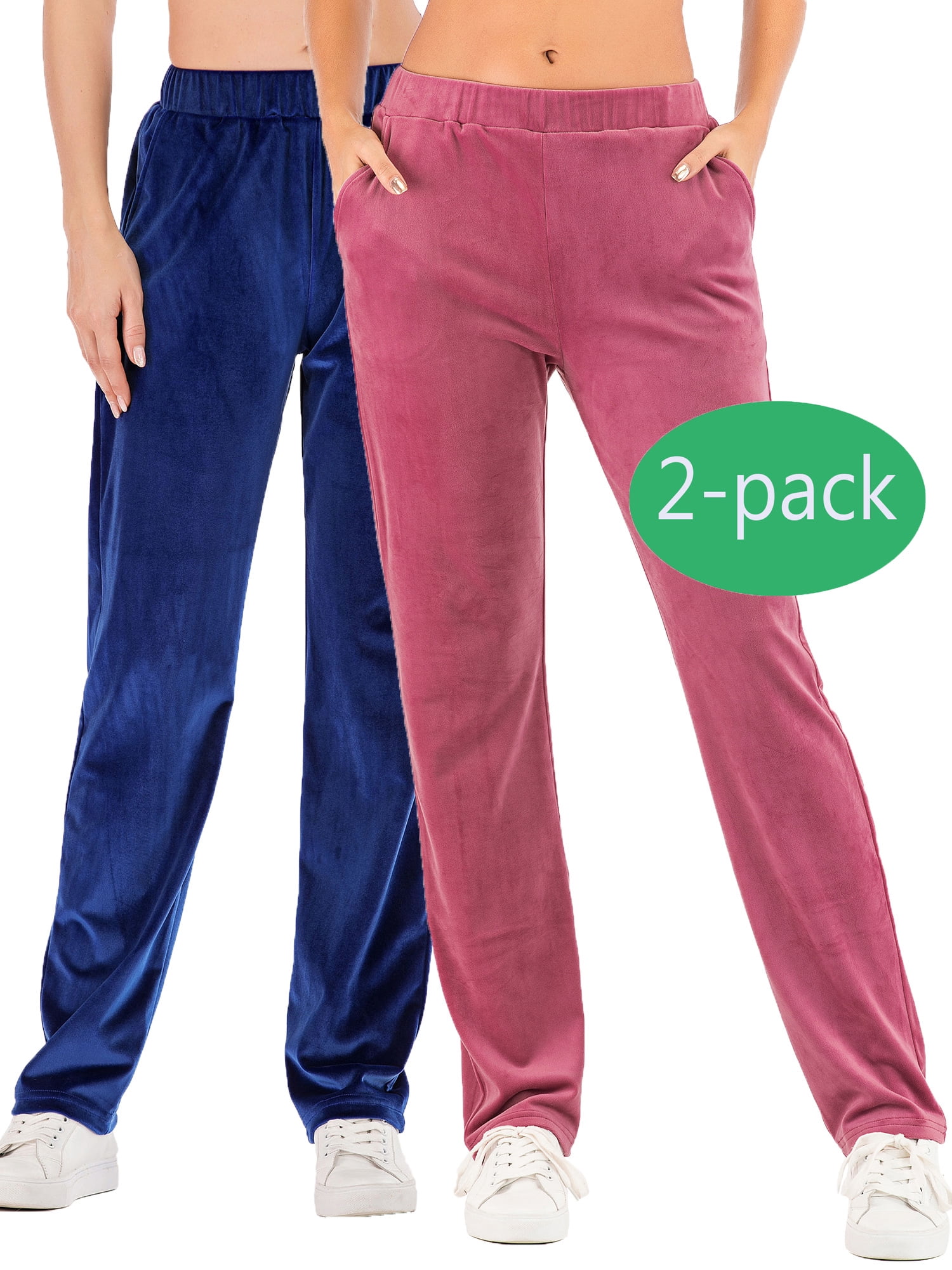 2 Pack Women's Velvet Pants Sweatpants Sweatsuit Womens Jogger ...