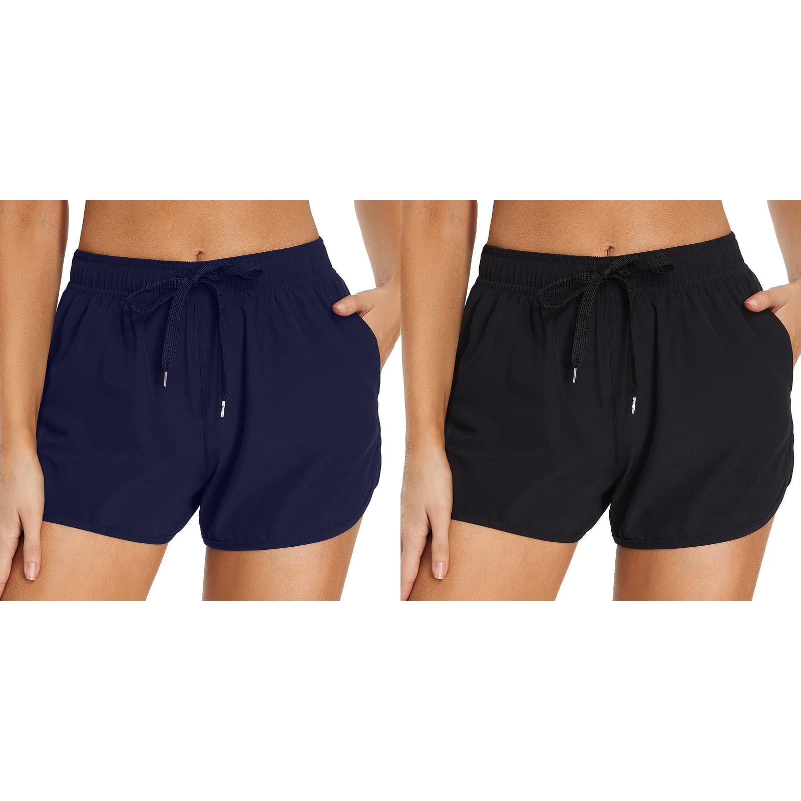 2-Pack,Women's Swim Shorts With Pockets High Waisted Board Swimsuit ...