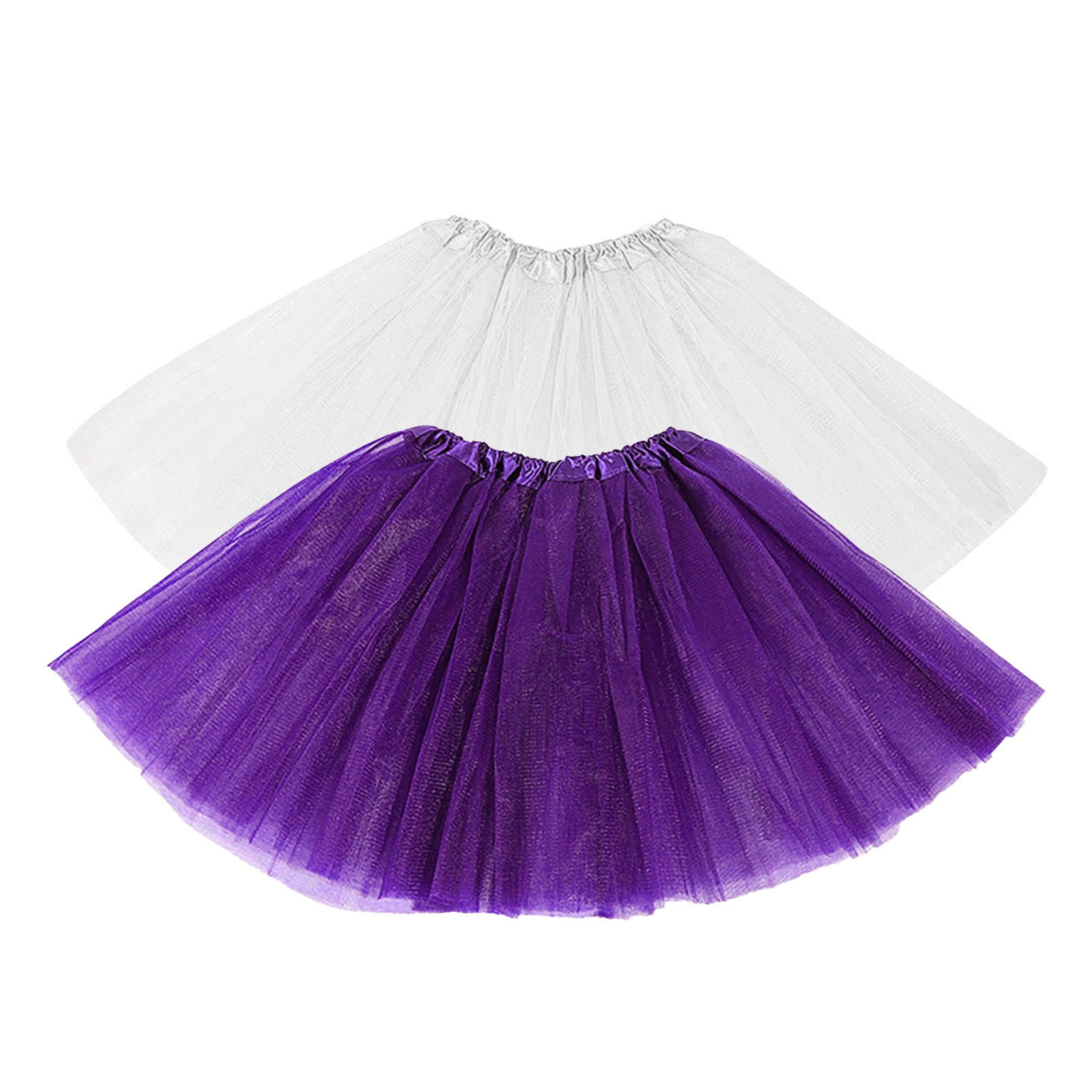 2-Pack Women's Tulle Tutu Skirt Set, Layered Mesh Dance Performance ...