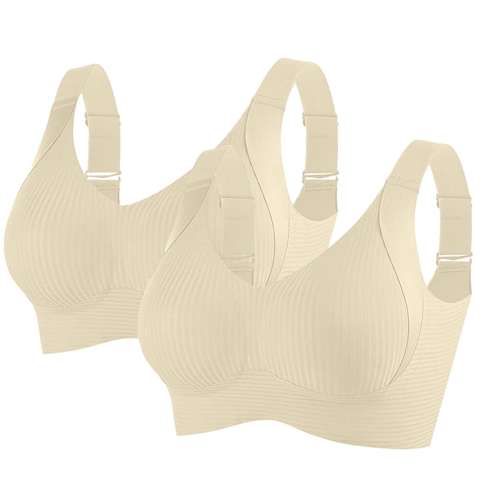 2 Pack Women's Wireless Sports Bras Ribbed Seamless Bralette & Padded ...