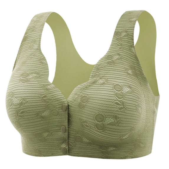 2 Pack Womens Bras No Underwire Front Closure Ice Silk Seamless Fixed ...