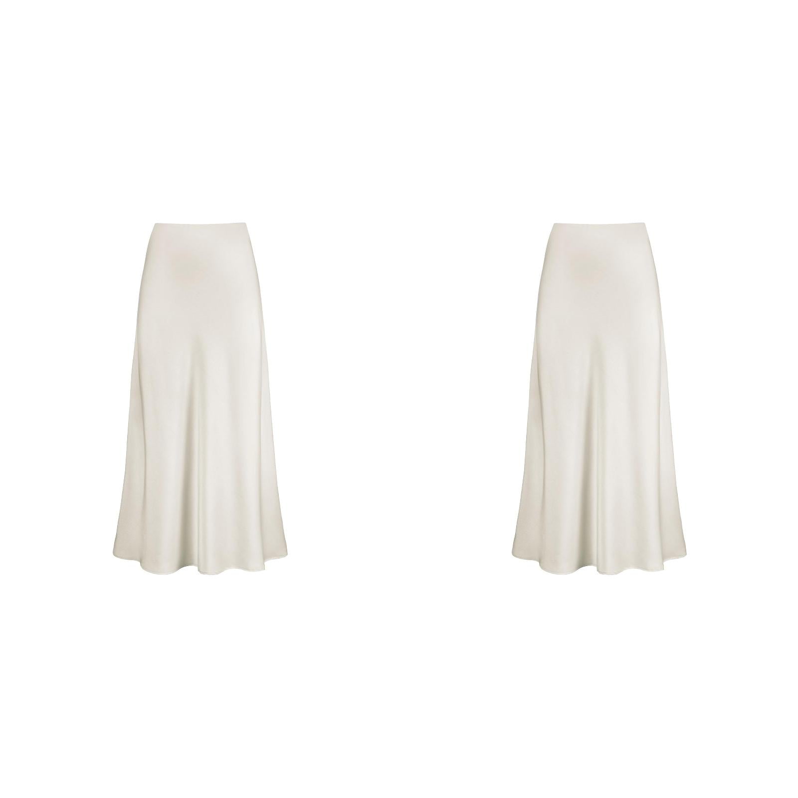 2 Pack Womens High Waist Skirt Skater Skirt for Women Solid Satin Dress ...