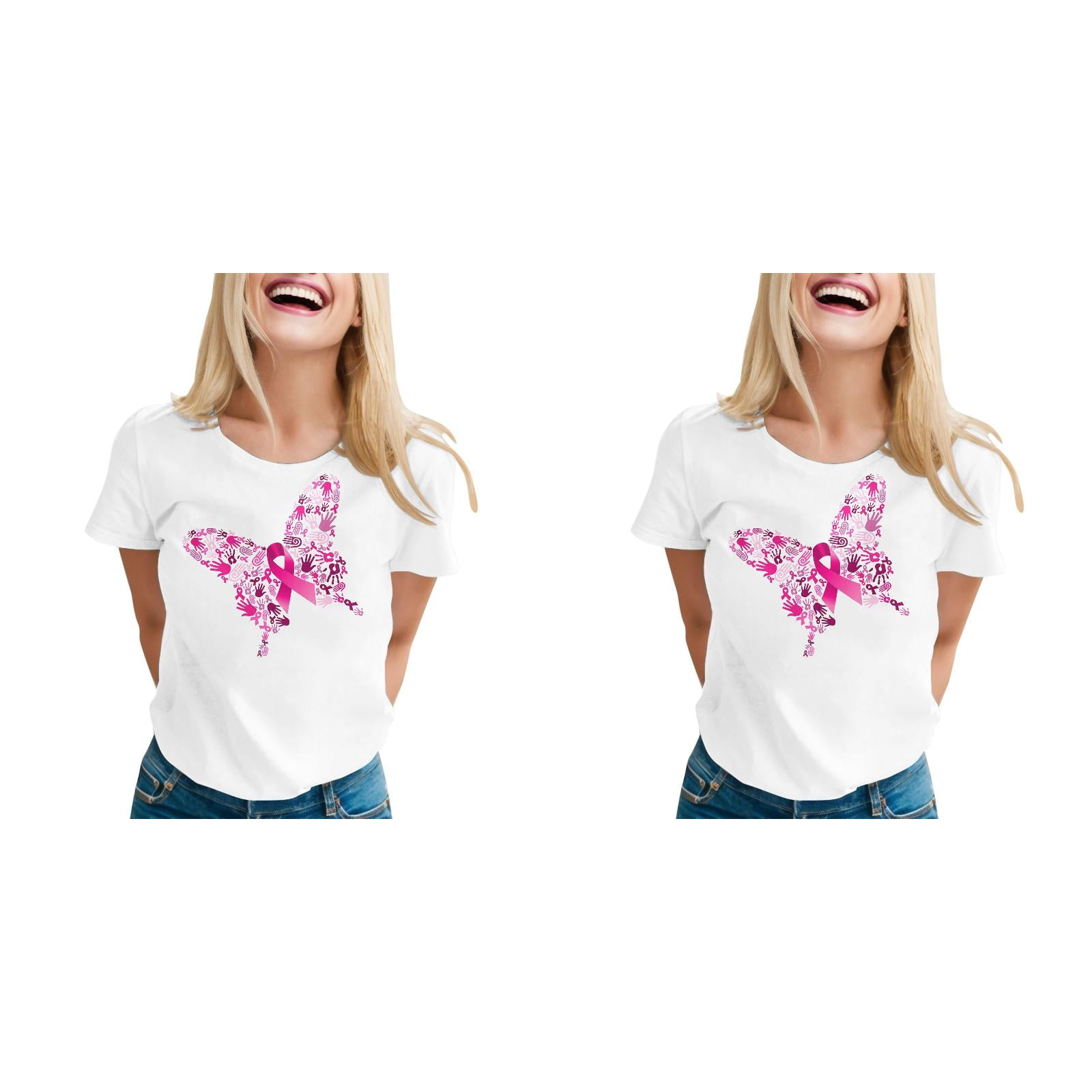 2 Pack Womens Pink Printed Short Extra Large Women Sleeve O Neck T ...