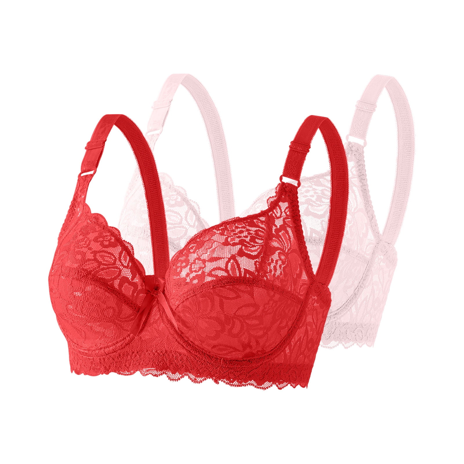 2 Pack Womens Sexy Lace Bra Sheer Balconette Unlined Underwire Full ...