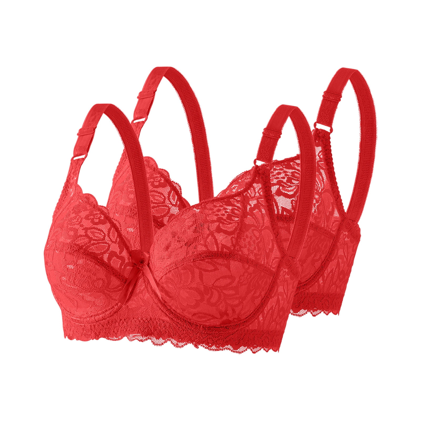 2 Pack Womens Lace Bra Sheer Balconette Unlined Underwire Full Coverage ...